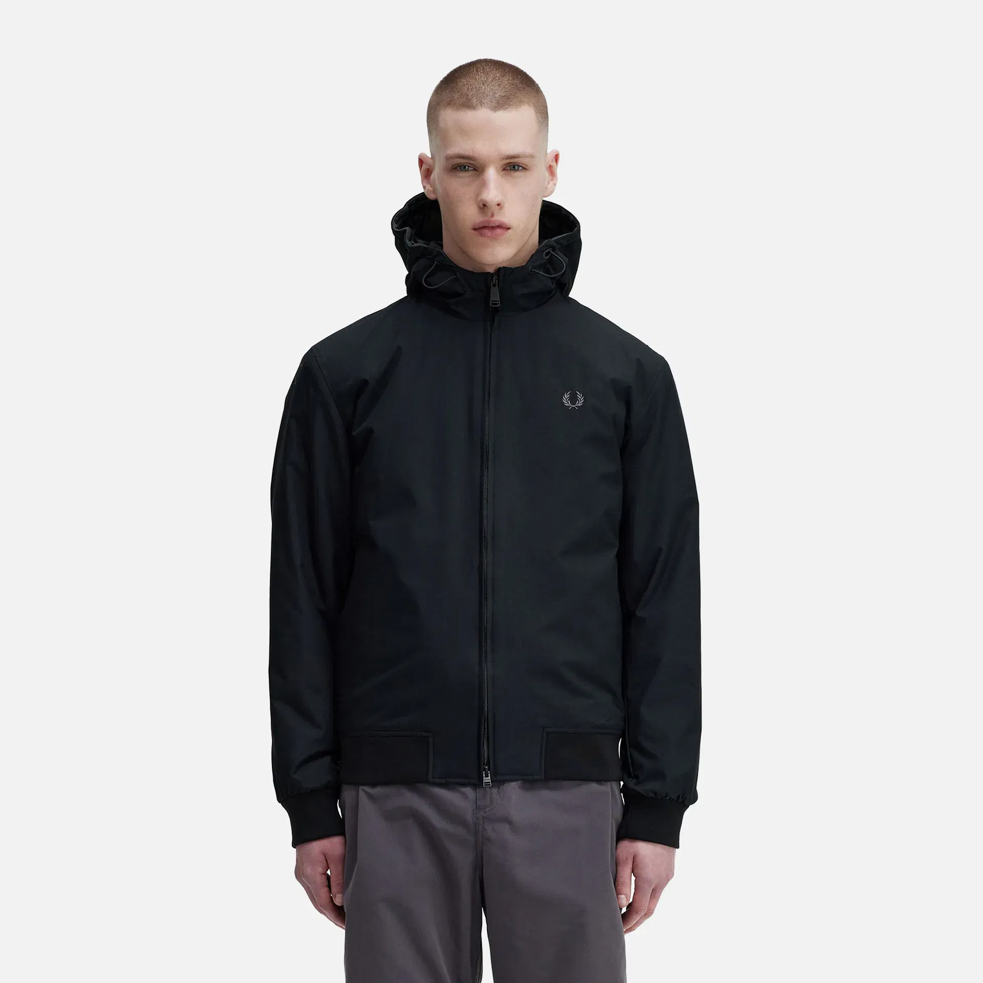 Fred Perry Padded Hooded Brentham Jacket Black/Gunmetal